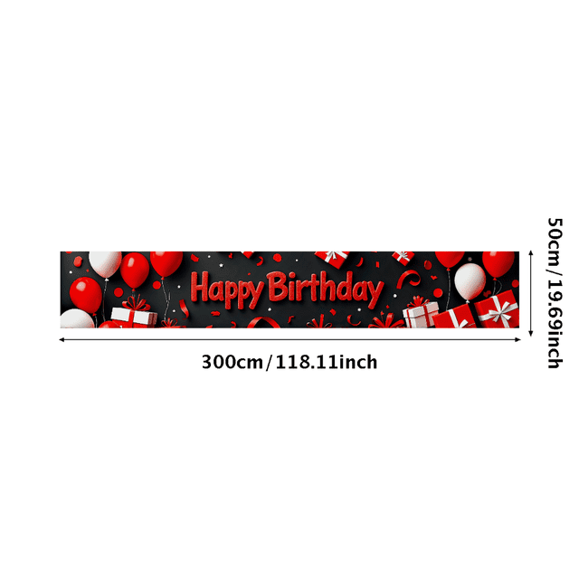 Happy Birthday Banner Red Balloons and Gifts Black Backdrop Party ...