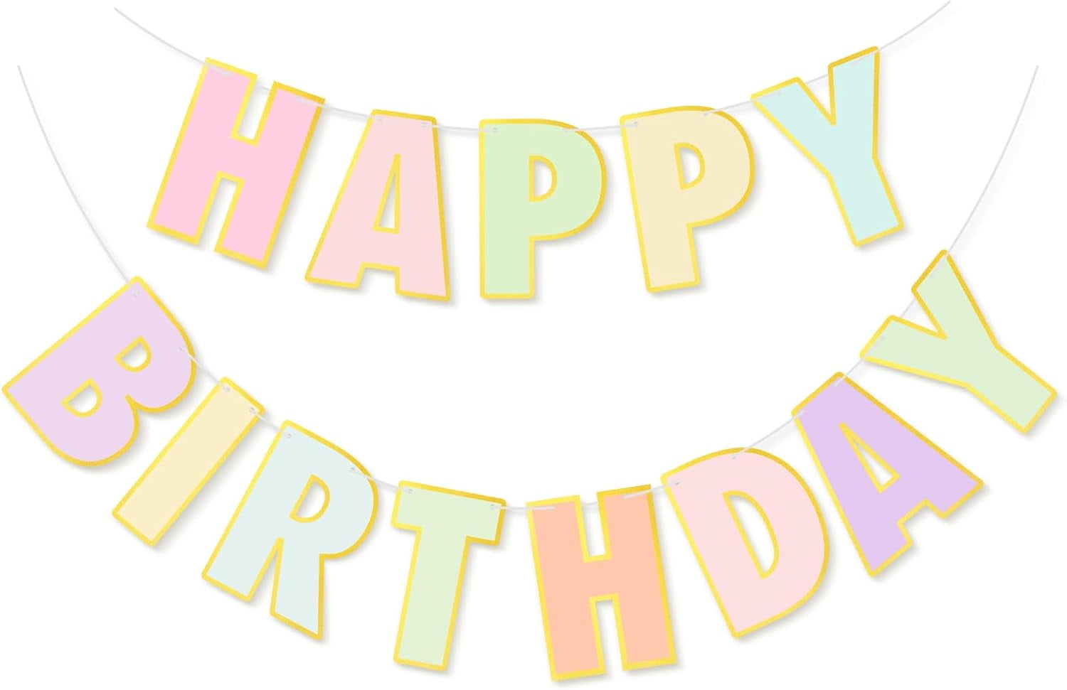 Happy Birthday Banner & Sign, Macaron Pastel Birthday Decorations for ...