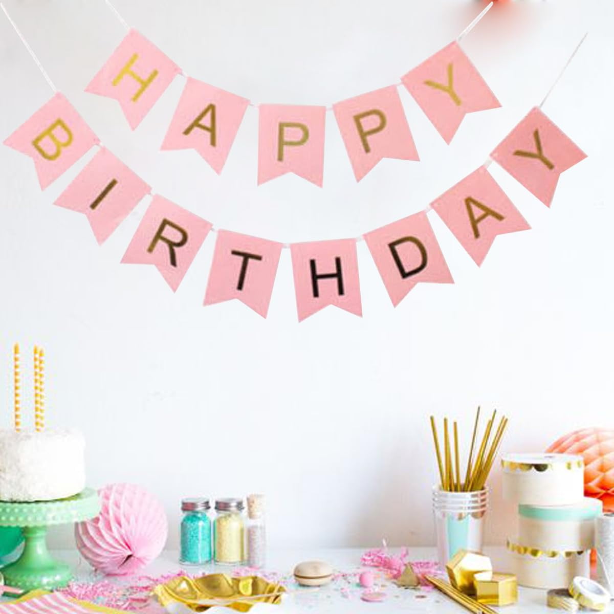 Happy Birthday BannerUMRT Reusable Bunting Colorful Backdrop Decoration ...