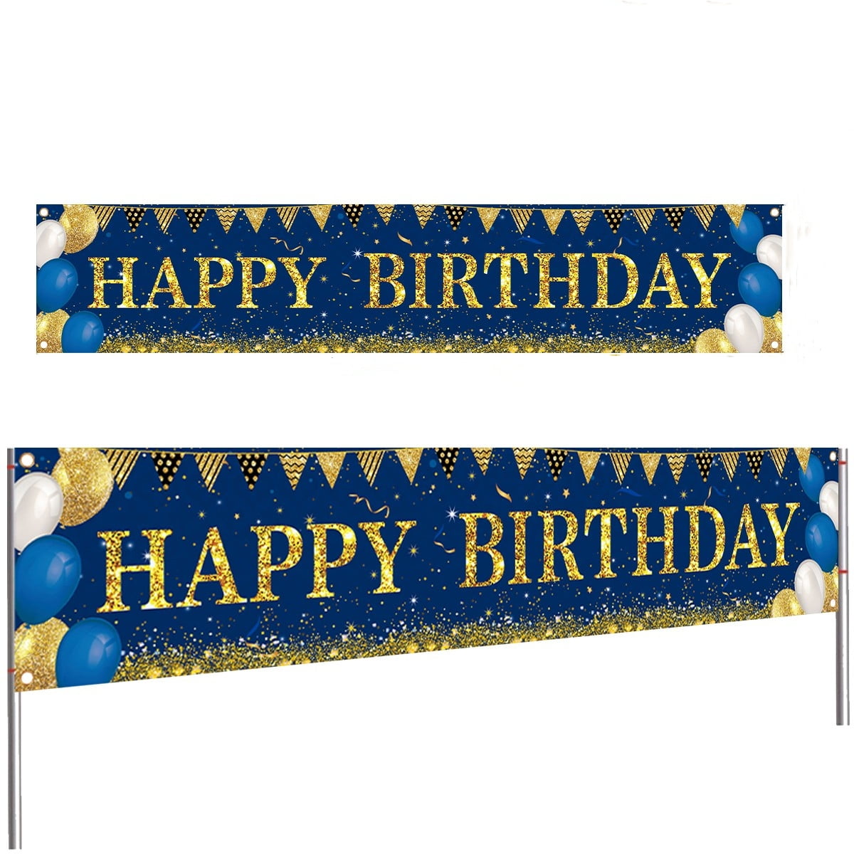 Happy Birthday Banners and Signs Blue Gold 30 40 50 Happy Birthday ...