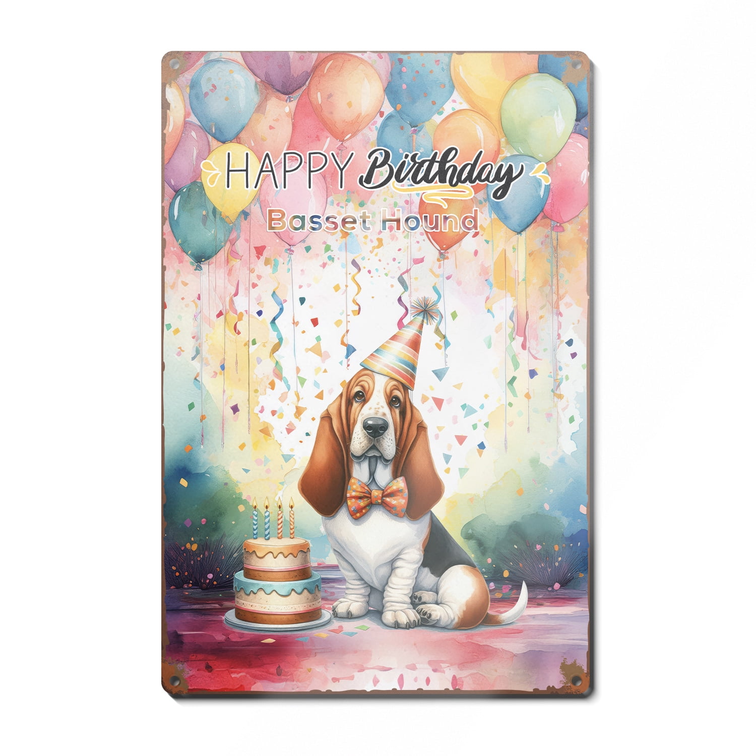 Happy Birthday to Basset Hound Kitten Party Balloons Cake Vertical ...