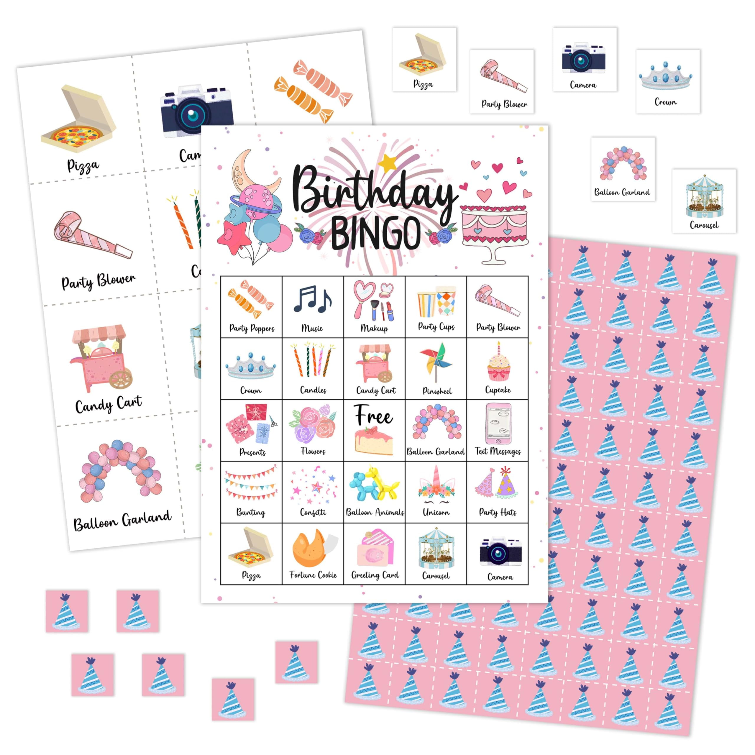 Happy Birthday Bingo Games Cards, Birthday Party Bingo Game Set ...