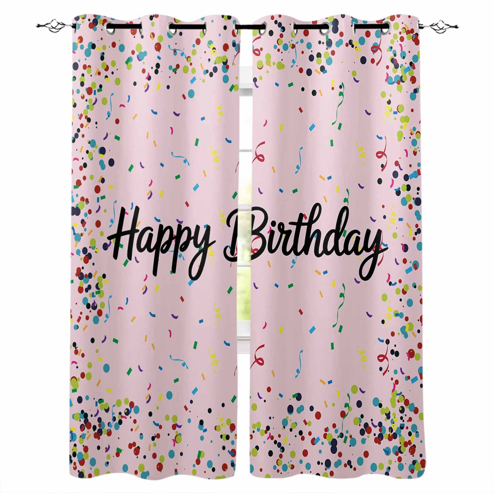 Happy Birthday Blackout Curtains for Bedroom - 84 Inch Long Light ...