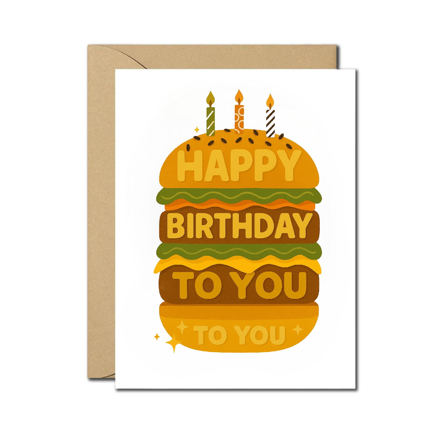 Happy Birthday Burger Greeting Card - Fun Food Design, Blank Inside ...