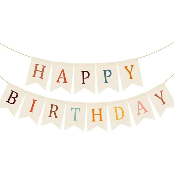 Happy Birthday Burlap Banner Boho Birthday Garland Bunting Bohemian ...