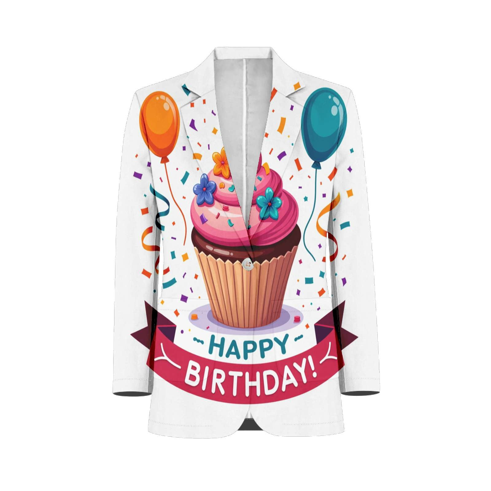 Happy Birthday Cake Balloons Confetti Fun Mens Suits Shawl Collar Slim ...