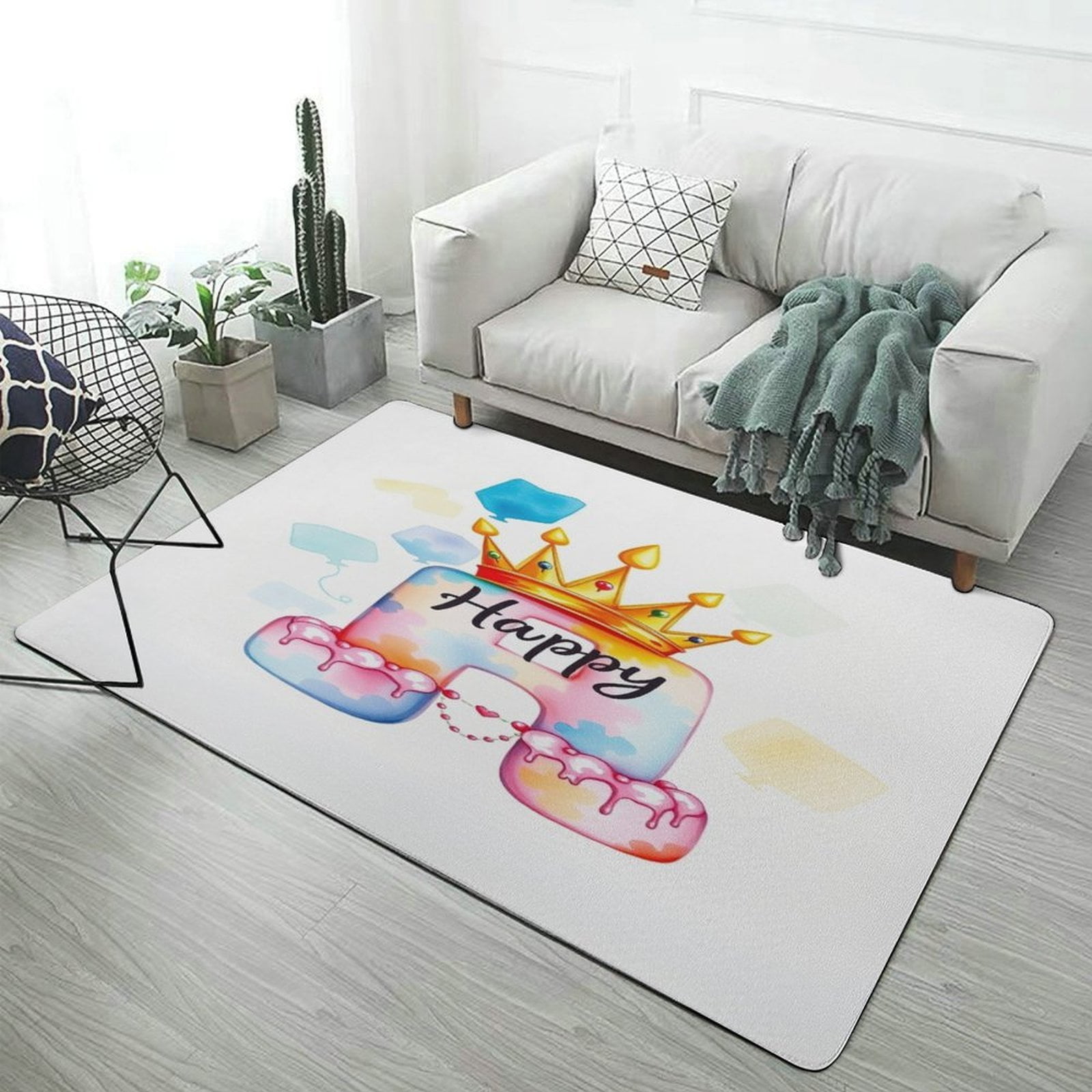 Happy Birthday Cake Carpet Large Size Living Room American Style Rugs ...