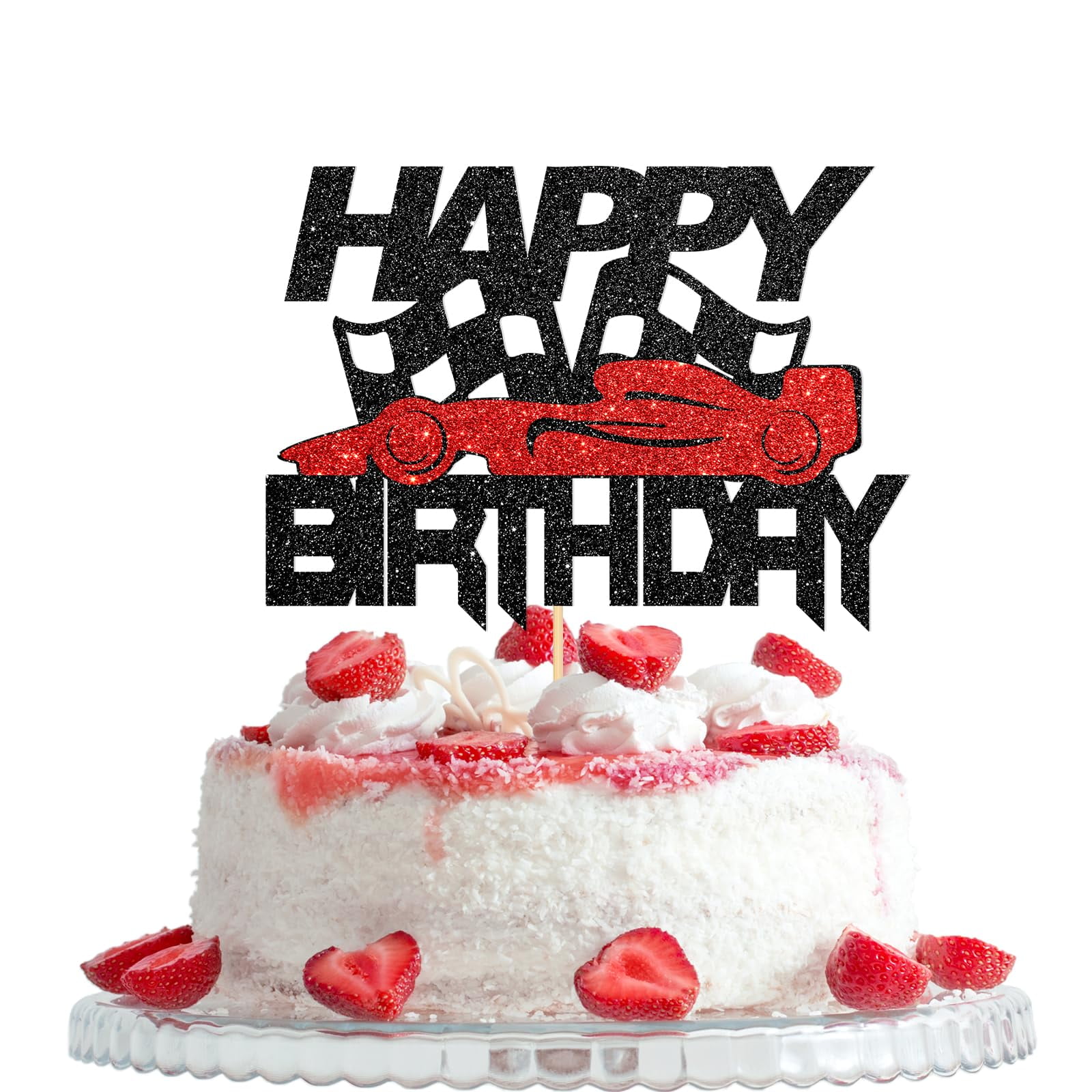 Happy Birthday Cake SCH4 Topper，Race Car Cake Decorations for Racing ...