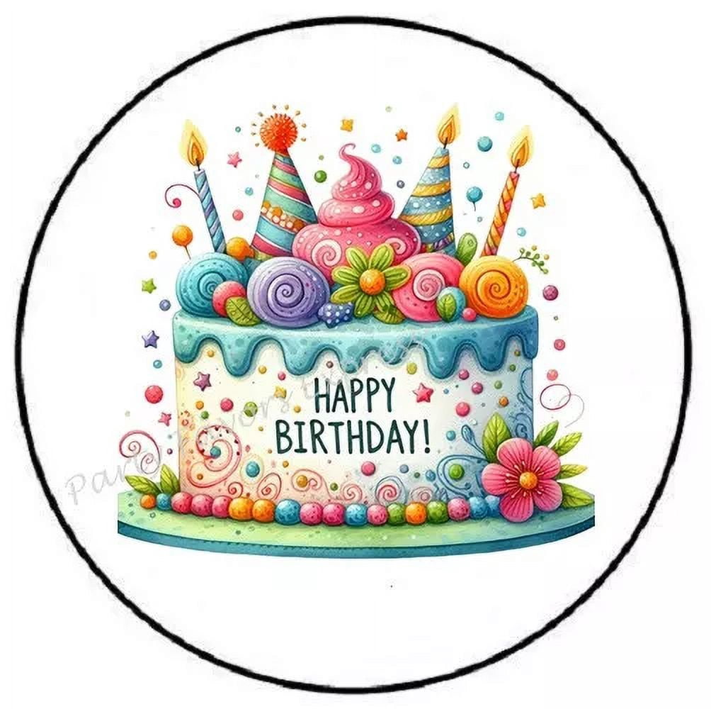 Happy Birthday Cake Sticker Party Favors Sticker Envelope Seals Labels ...