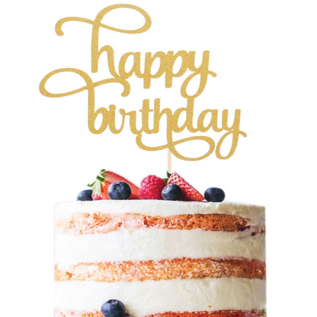 Happy Birthday Cake Topper for Baby RST1 - Gold Glitter Single-sided ...