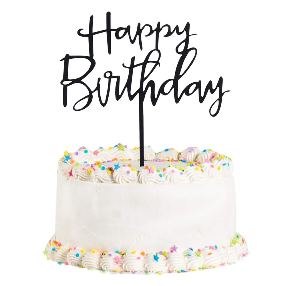 Happy Birthday Cake Topper, Cake Party Decorations, Acrylic Black ...