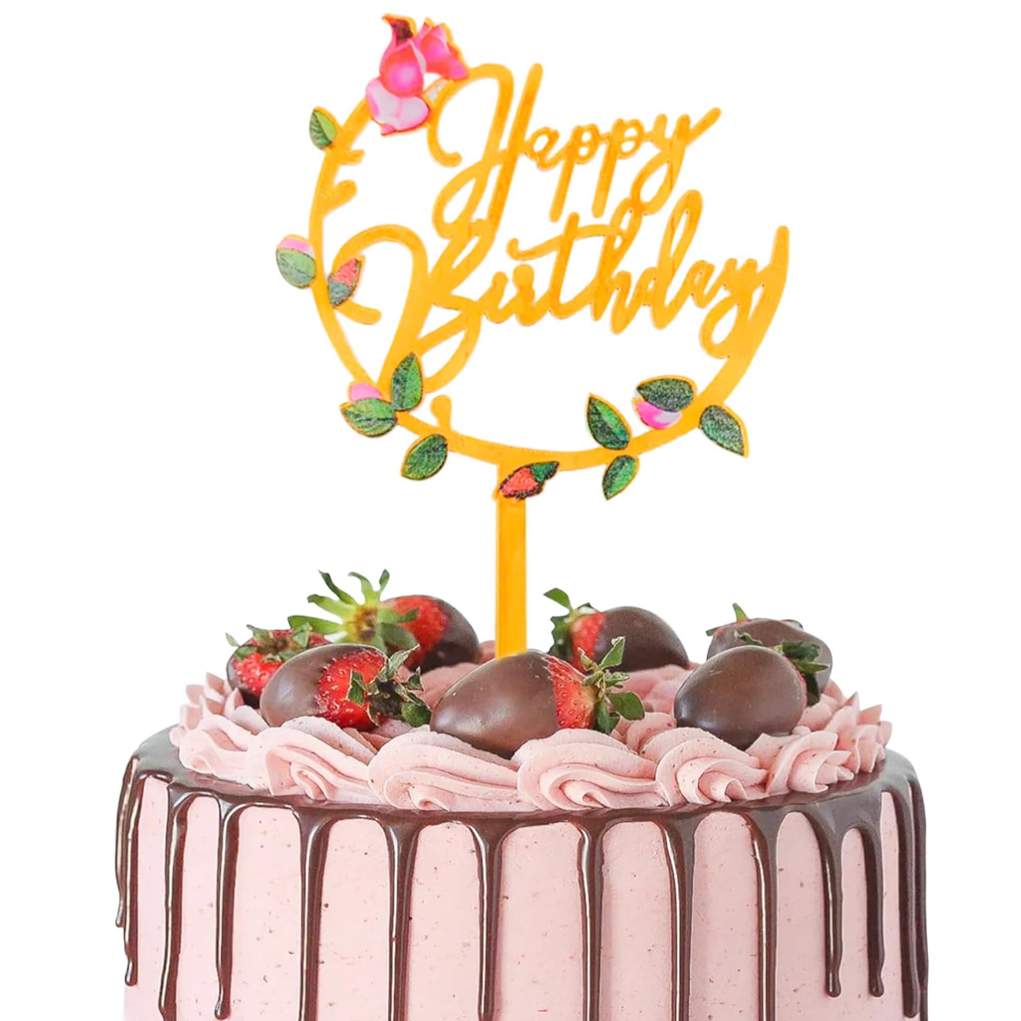 Happy Birthday Cake Topper, Gold Acrylic AIS1 Cake Topper Personalized ...