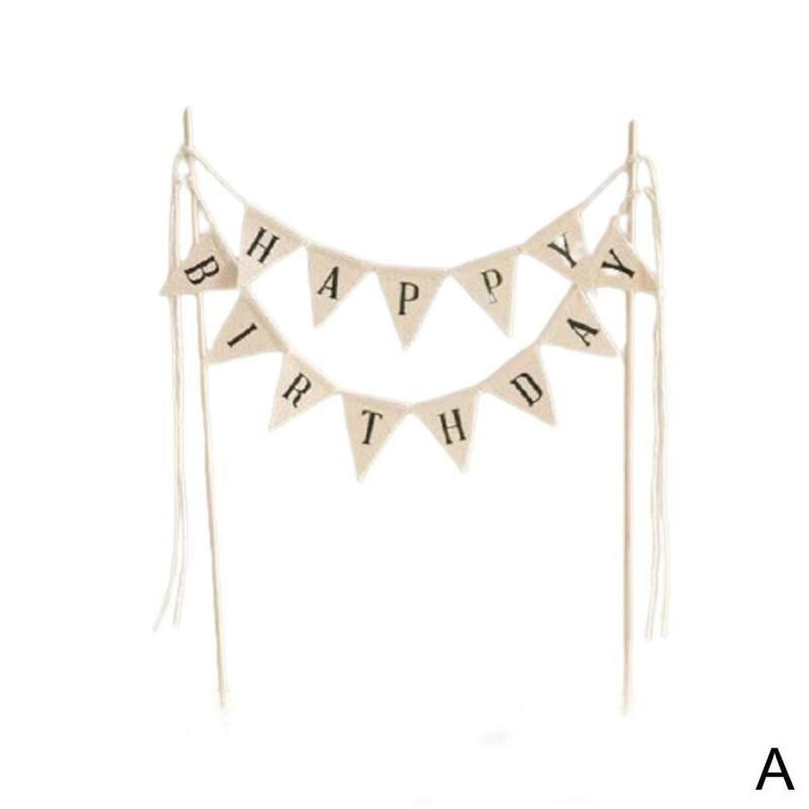Happy Birthday Cake Toppers Flags Bunting Banners Party Decor Cake ...