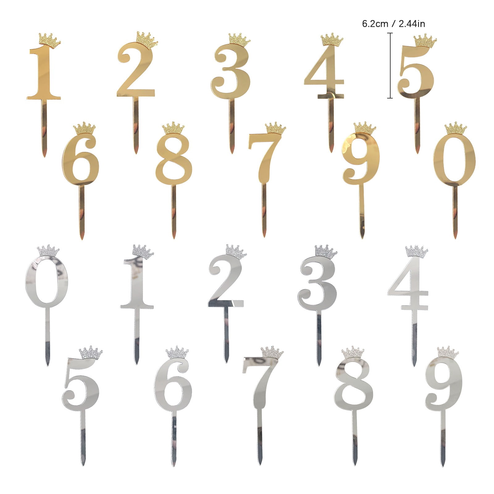 Happy Birthday Cake Toppers Set of 10 Gold Crown Glitter Birthday Cake ...