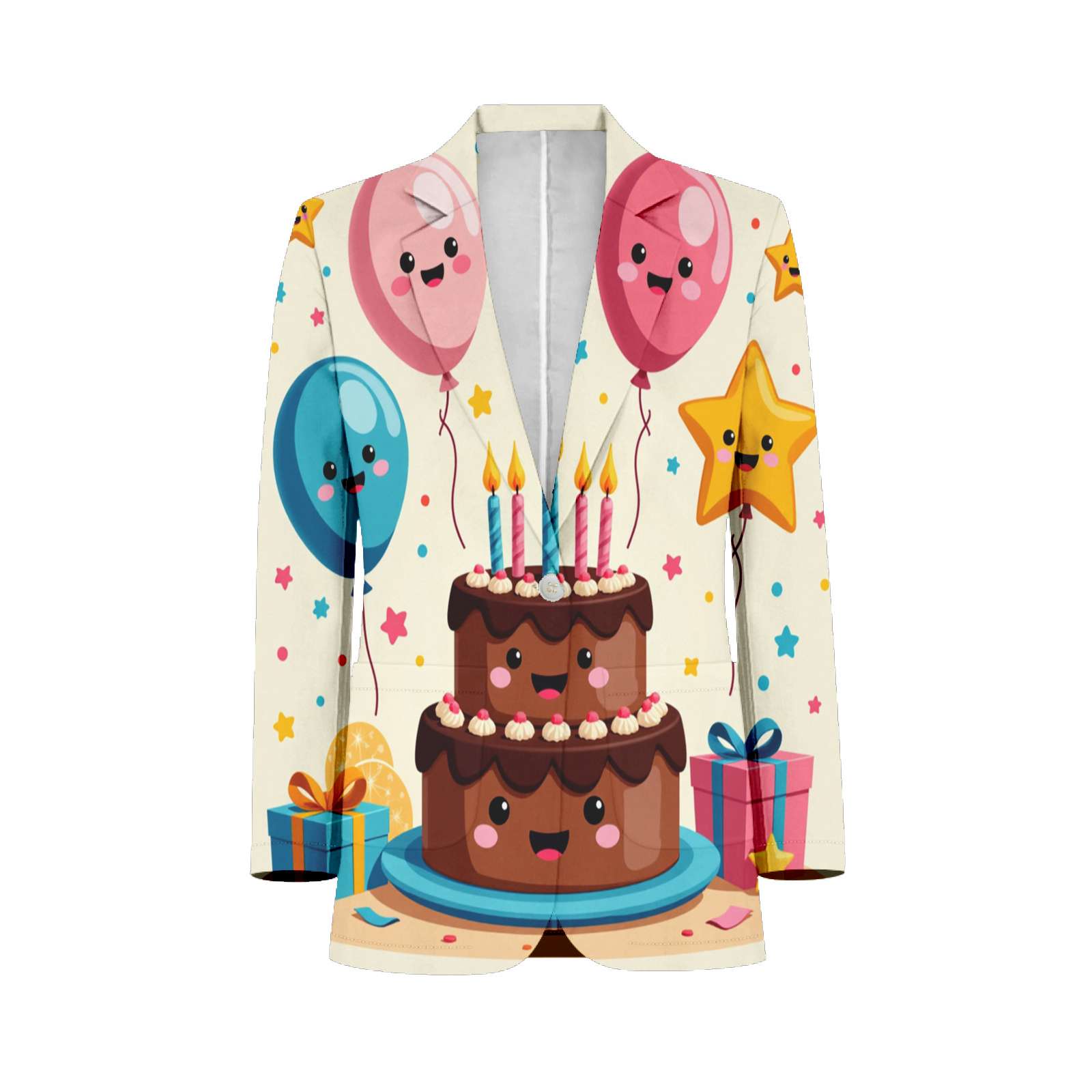 Happy Birthday Cake With Balloons! Mens Suits Shawl Collar Slim Fit ...