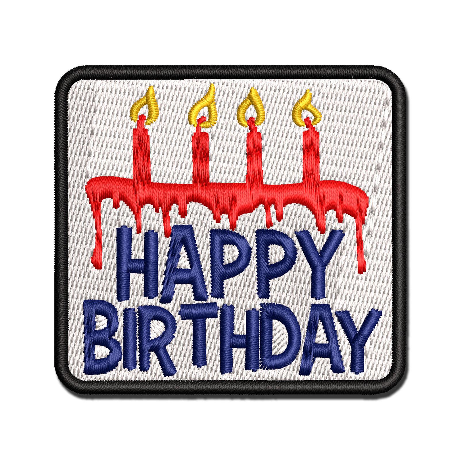 Happy Birthday Cake with Candles Applique Multi-Color Embroidered Iron ...