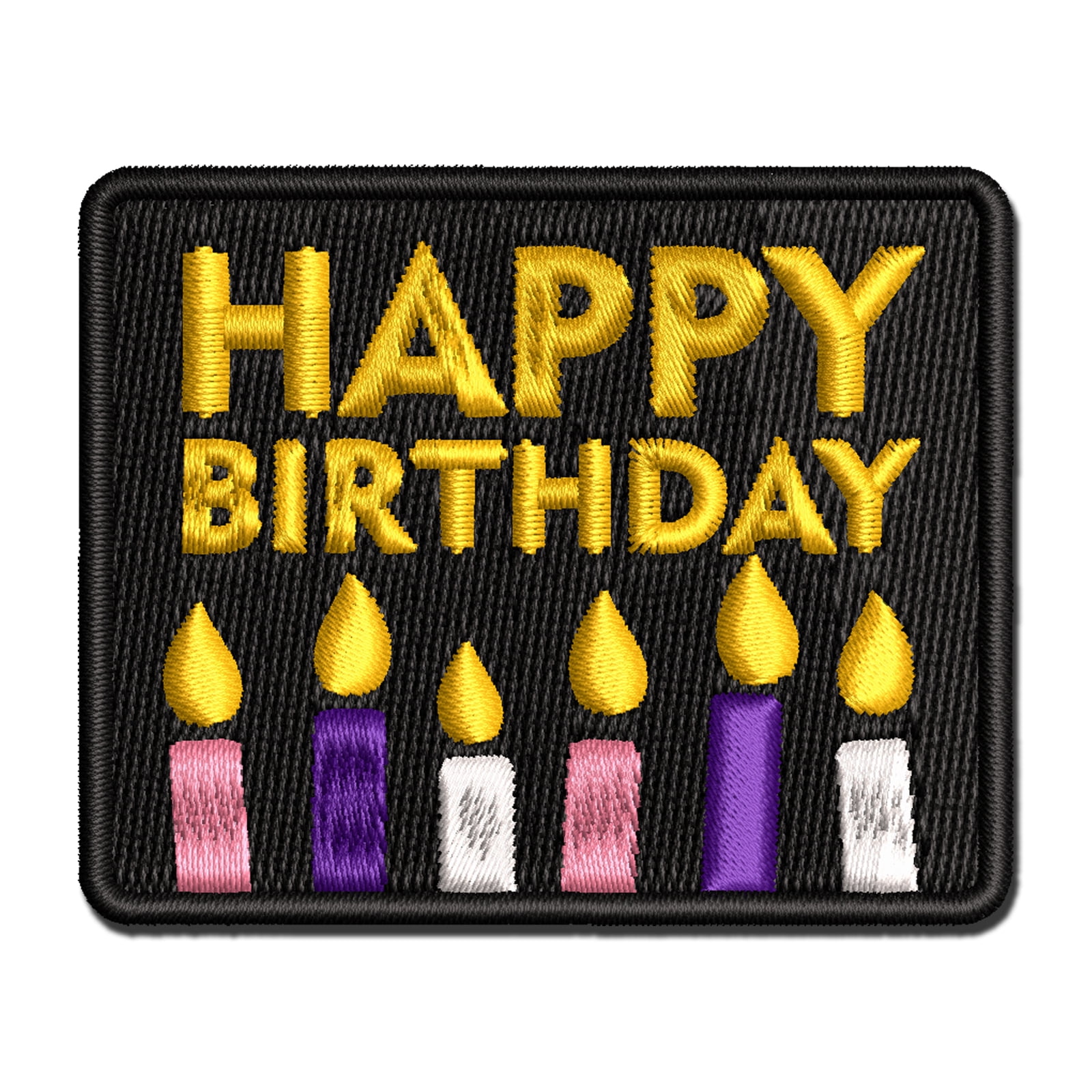 Happy Birthday Candles Fun Celebration Applique Multi-Color Embroidered ...