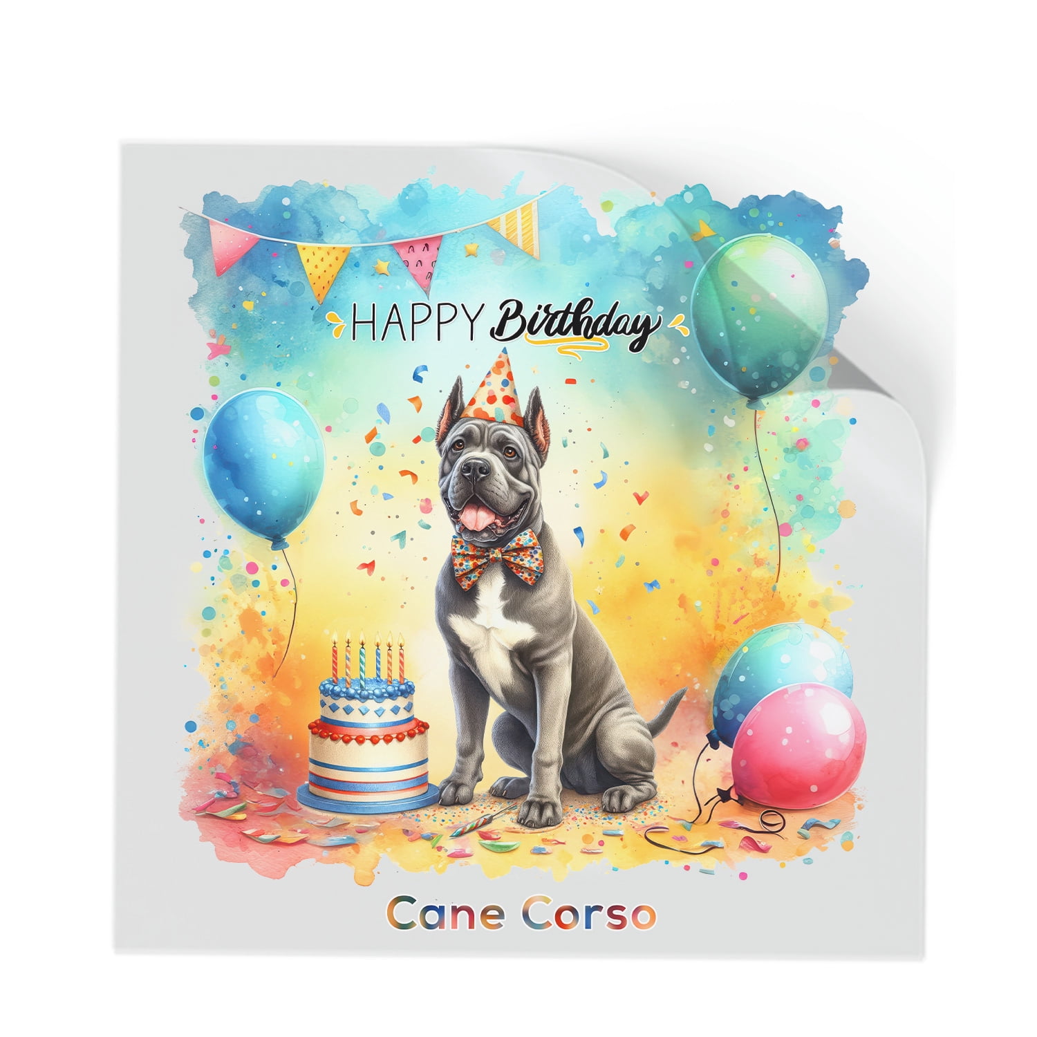 Happy Birthday to Cane Corso Kitten Party Balloons Cake Cutout Transfer ...