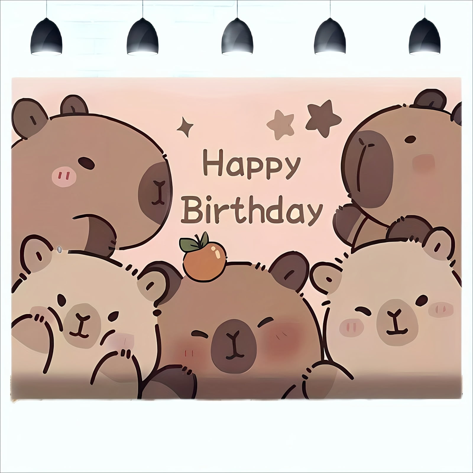Happy Birthday Capybara Background Cloth - Cute Cartoon Capybaras with ...