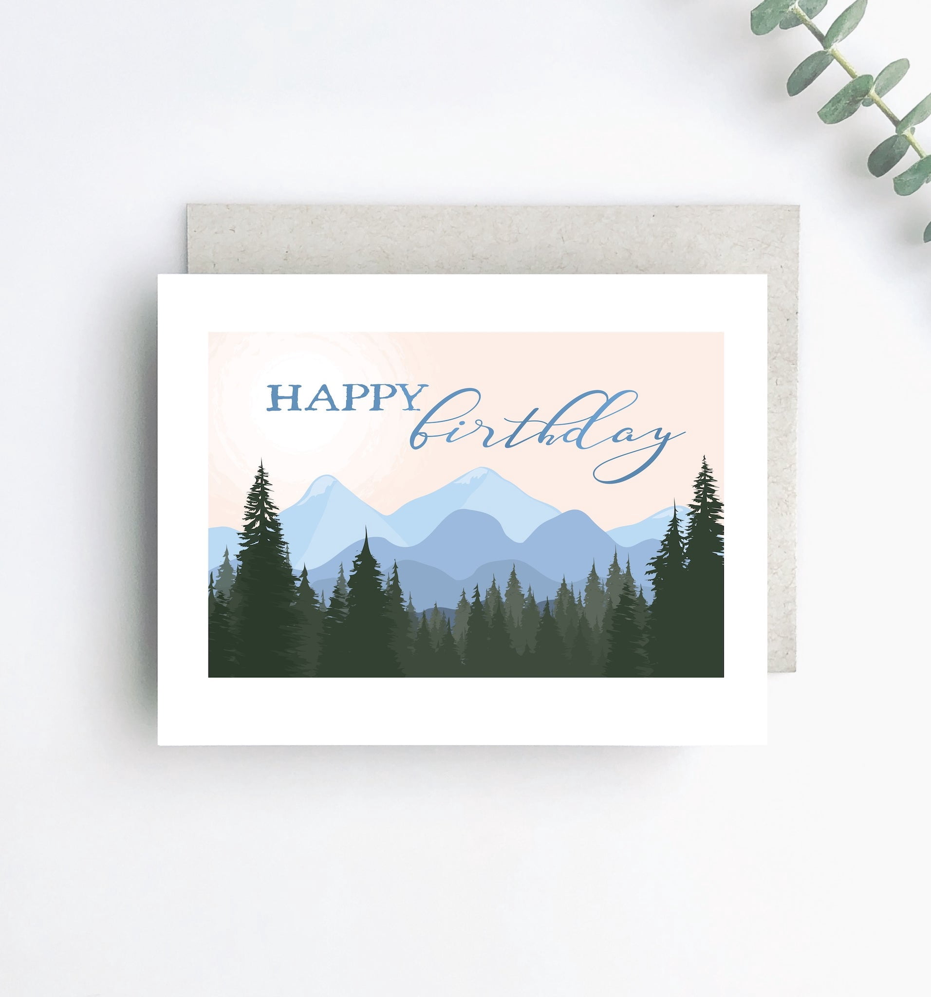 Happy Birthday Card – Beautiful Mountain Landscape Design with ...