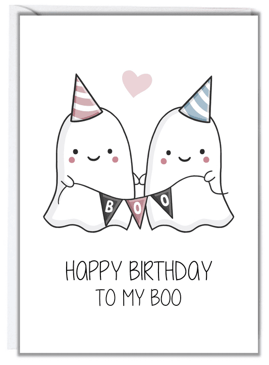 Happy Birthday Card for My Boo – Cute Ghost Design with Colorful Party ...