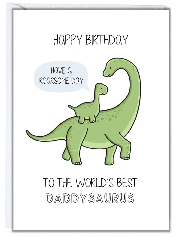 Happy Birthday Card for Daddysaurus – Cute Dinosaur Design – Blank ...