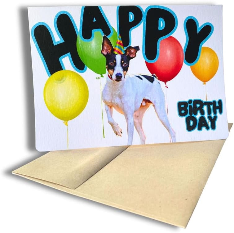 Happy Birthday Card with Dogs, Rat Terrier Card (1 Premium Card, 5x7 ...
