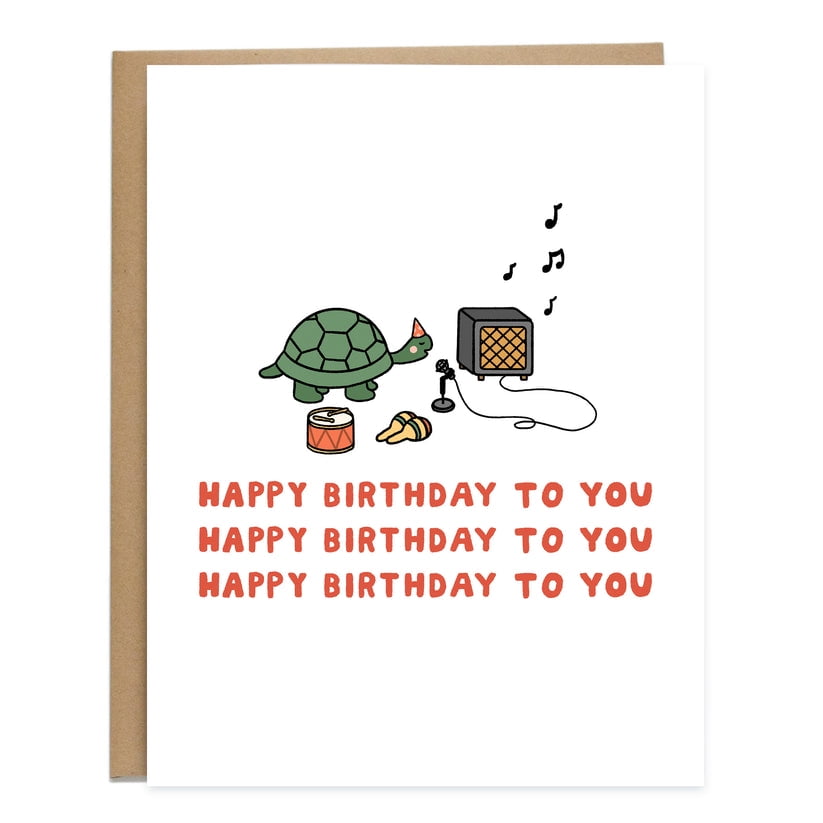 Happy Birthday Card Featuring a Singing Turtle – Fun & Whimsical Design ...
