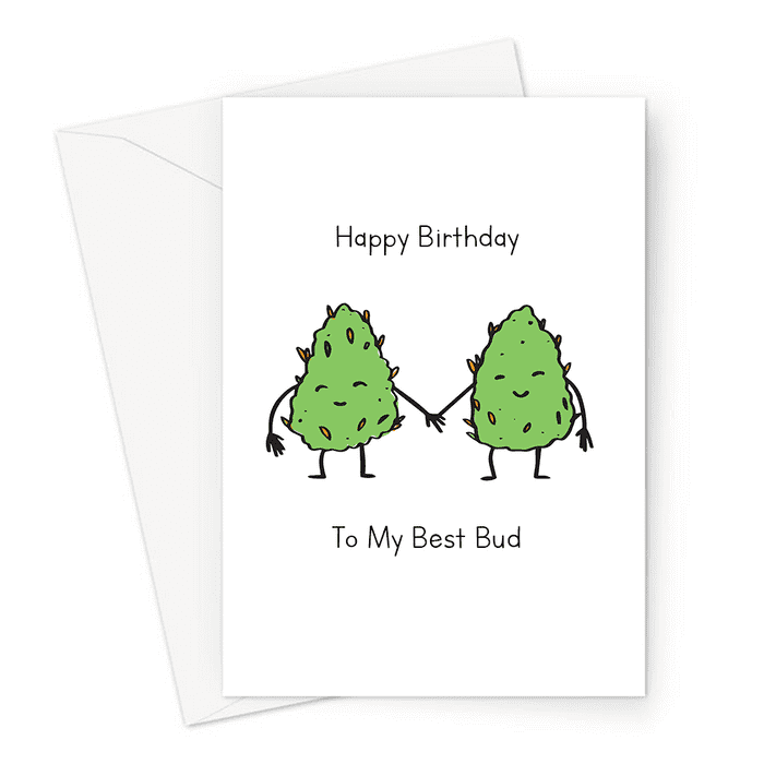 Happy Birthday Card for Best Bud – Fun Avocado Design – Envelope ...
