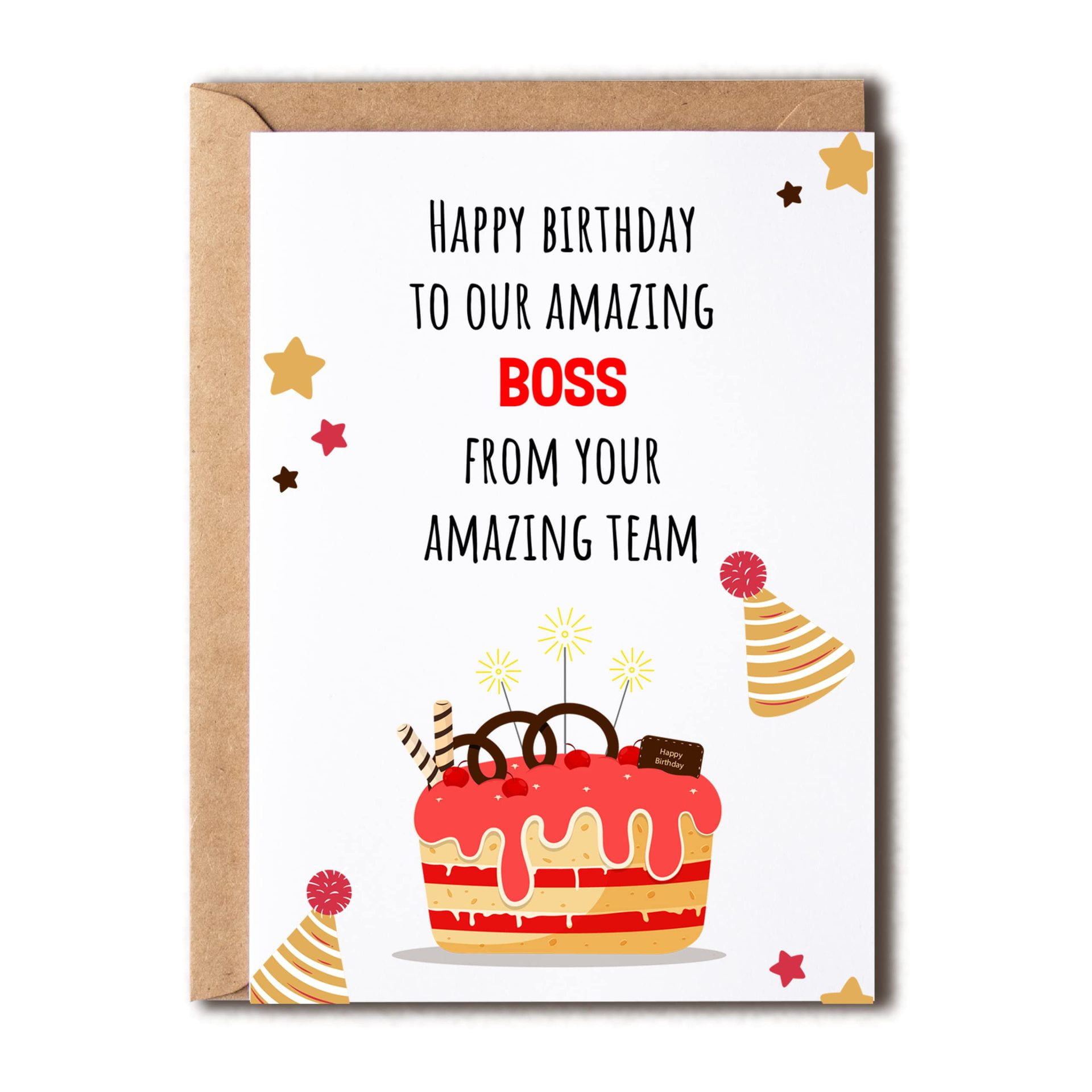 Happy Birthday Card for Boss – Fun Cake Design – From Your Amazing Team ...