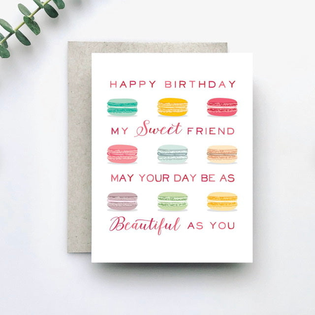 Happy Birthday Card for Sweet Friends – Colorful Macaron Design – Blank ...