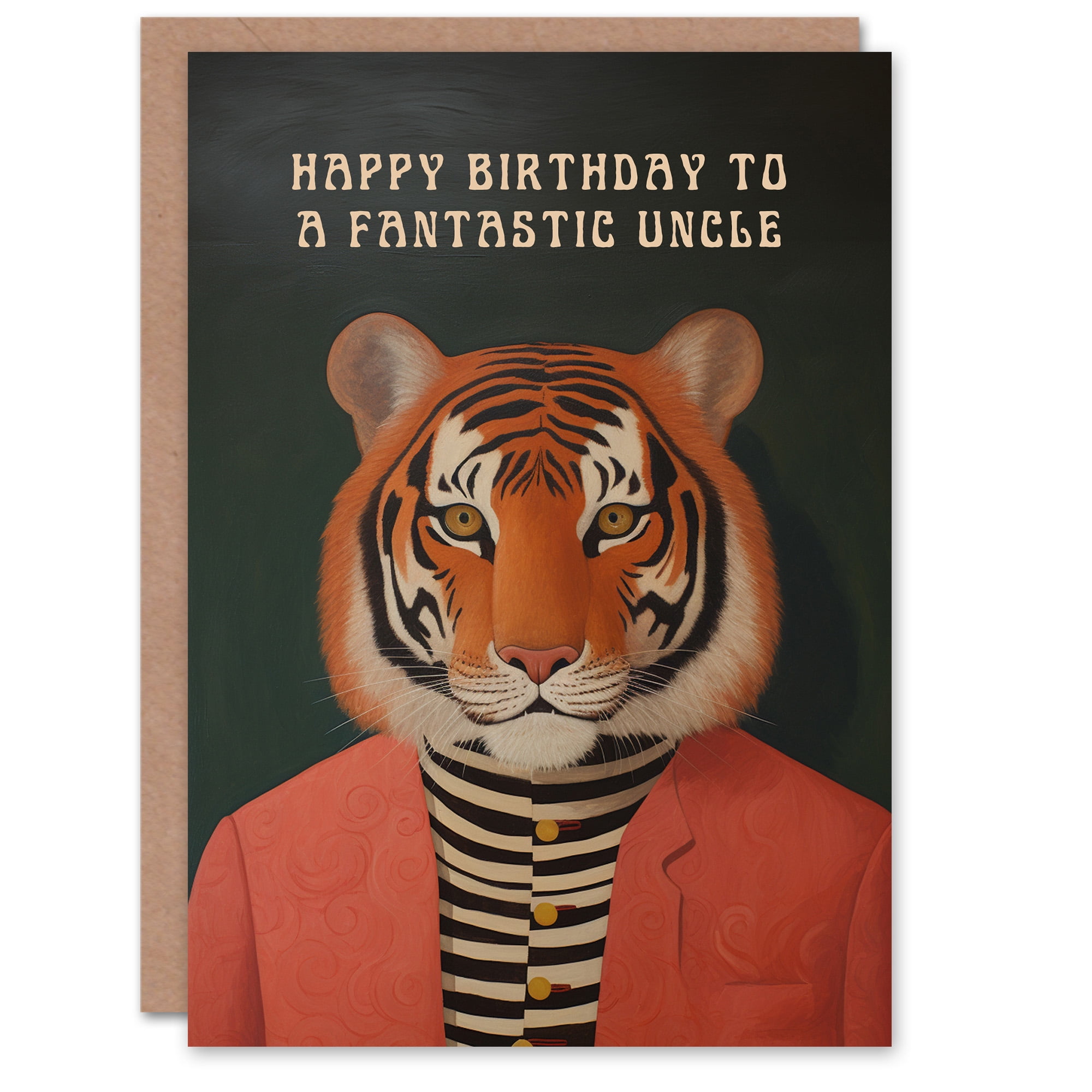 Happy Birthday Card to a Fantastic Uncle Dapper Tiger Cool Hipster ...