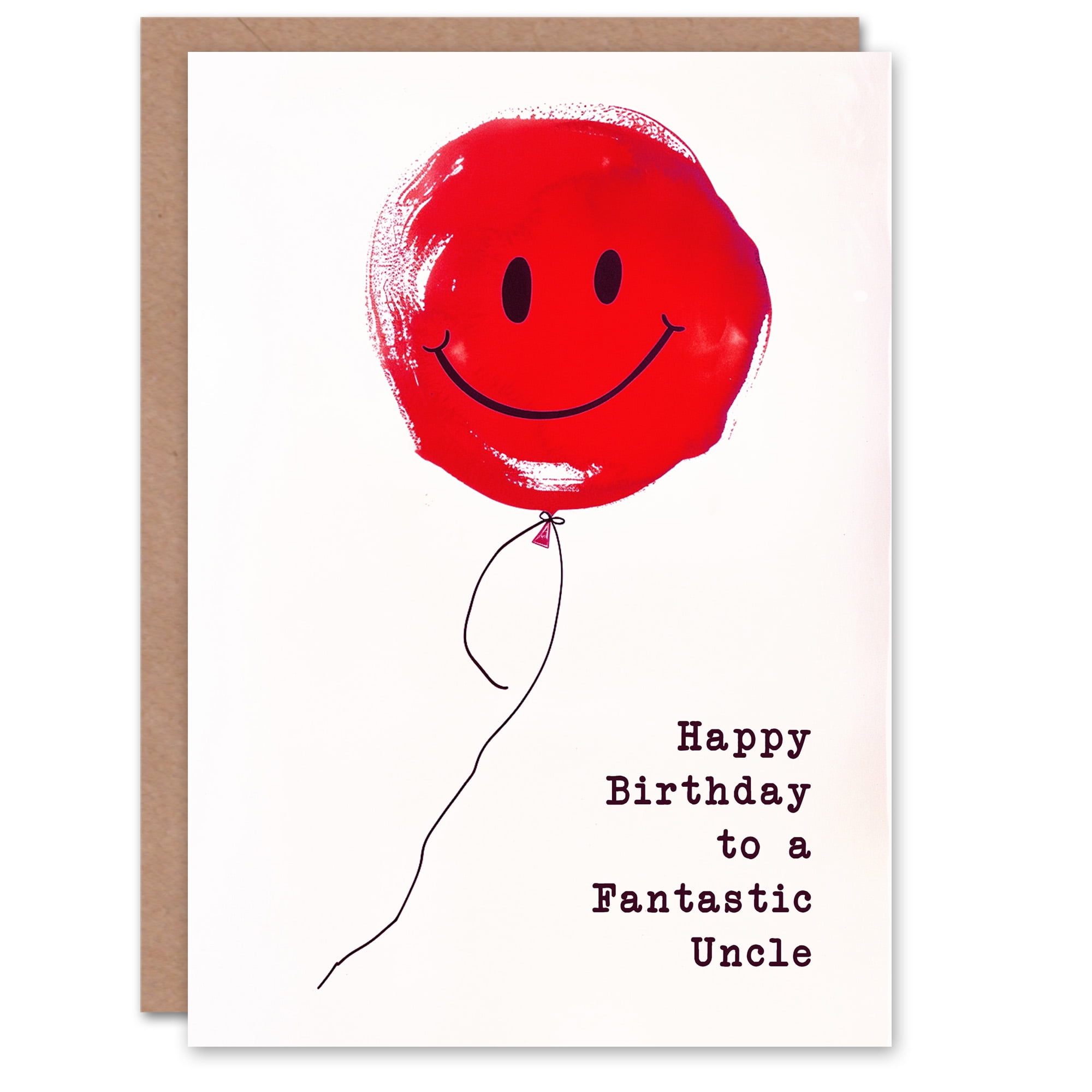 Happy Birthday Card to a Fantastic Uncle Simple Smiley Face Red Balloon ...