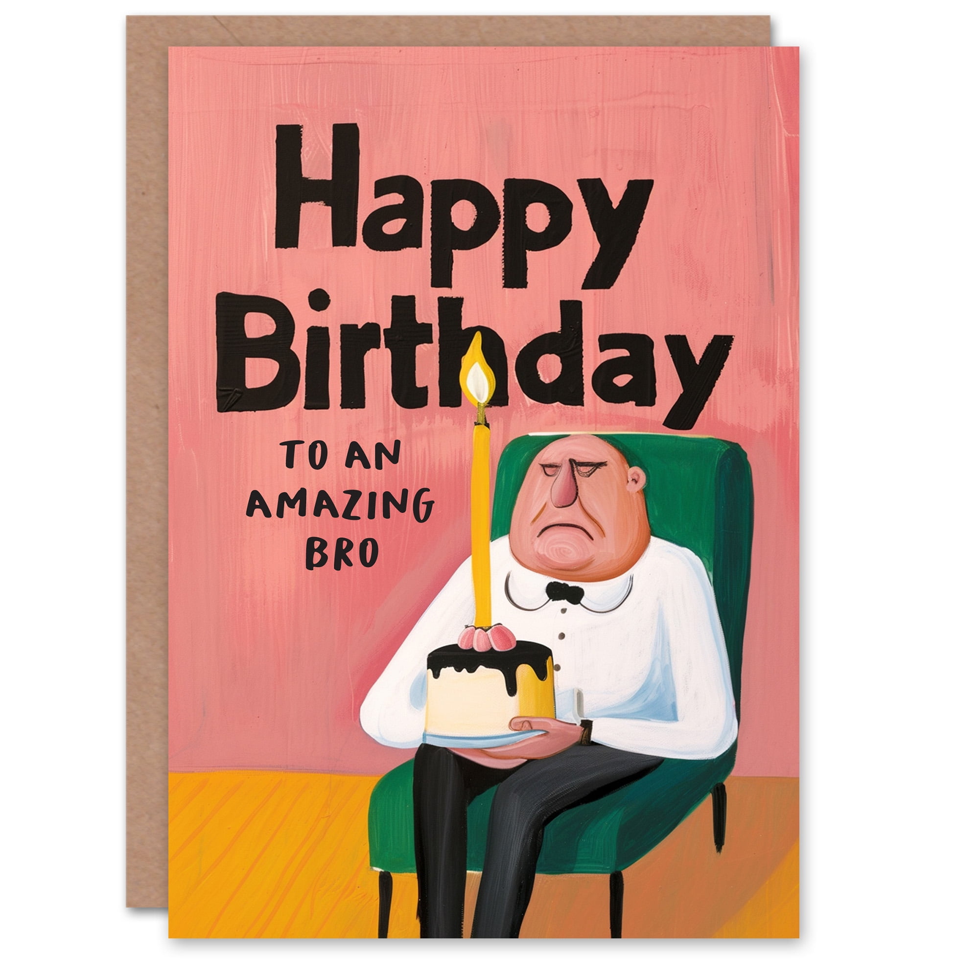 Happy Birthday Card to an Amazing Bro Brother Grumpy Man Cake Fun Funny ...