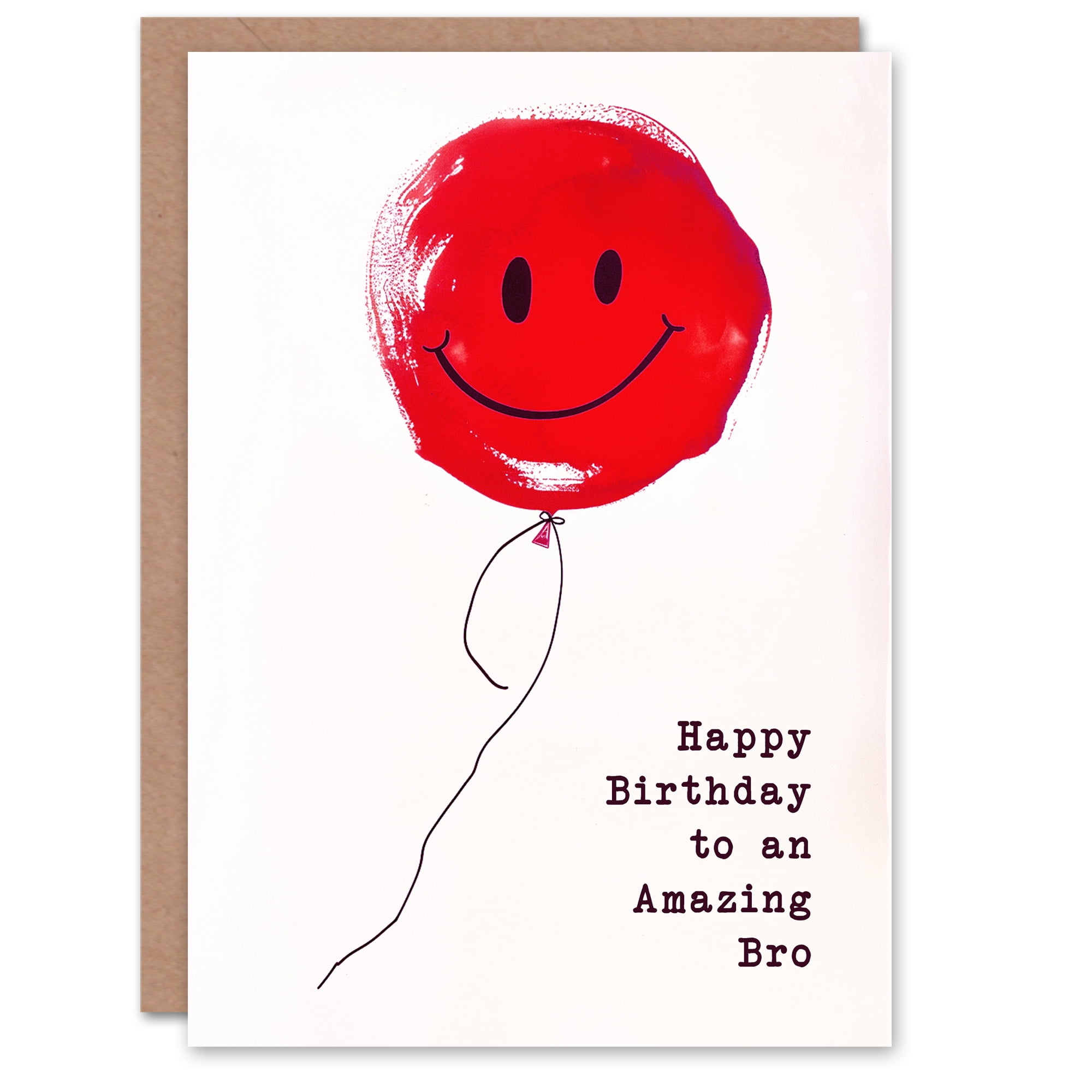 Happy Birthday Card to an Amazing Bro Brother Simple Smiley Face Red ...