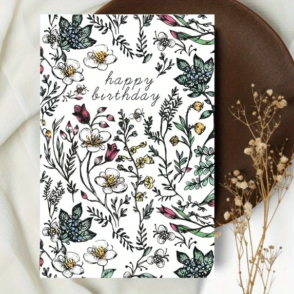 Happy Birthday Card with Floral Design - Elegant Greeting Card for ...