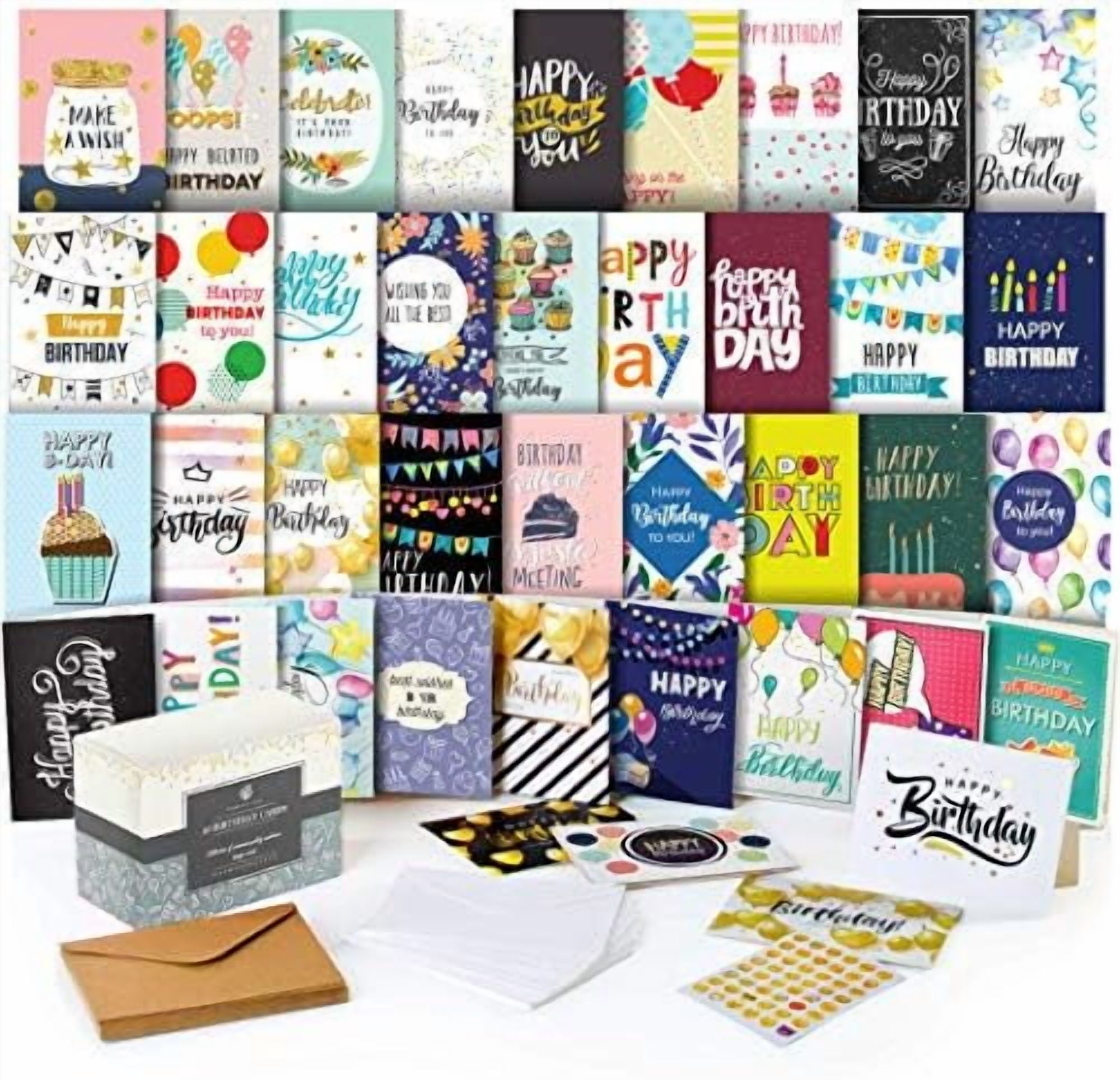 Happy Birthday Cards Assortment 5x7-60 Bulk Bday Cards with Envelopes ...