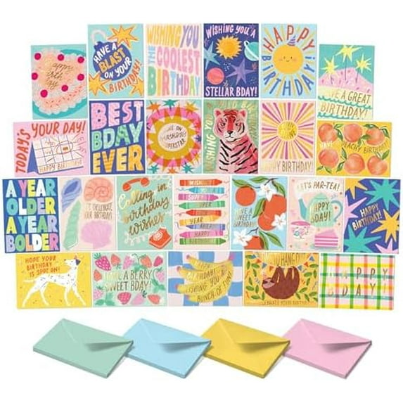 Happy Birthday Cards with Envelopes and Assortment Box – Variety Set of ...