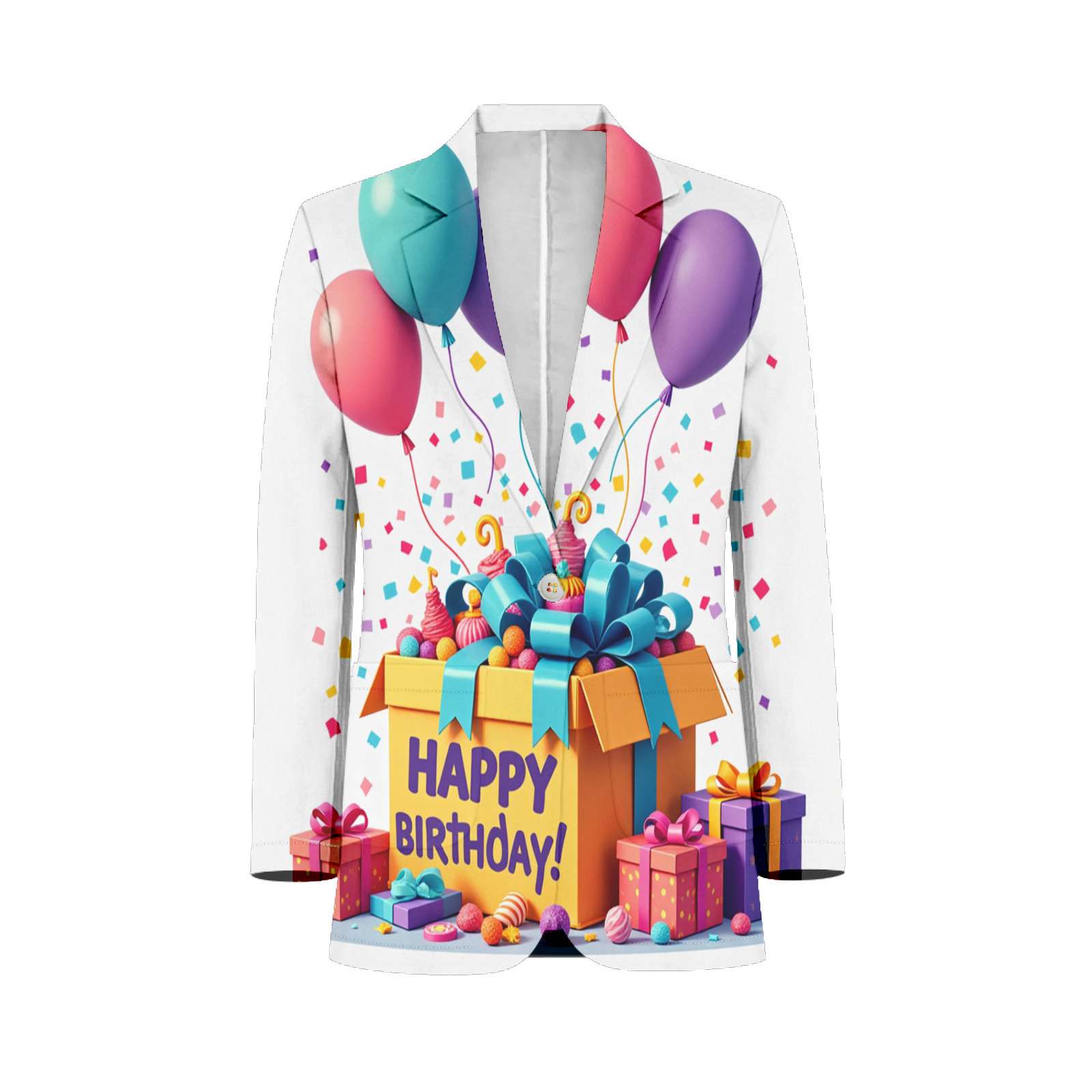 Happy Birthday Celebration Balloons Gifts Mens Suits Shawl Collar Slim ...