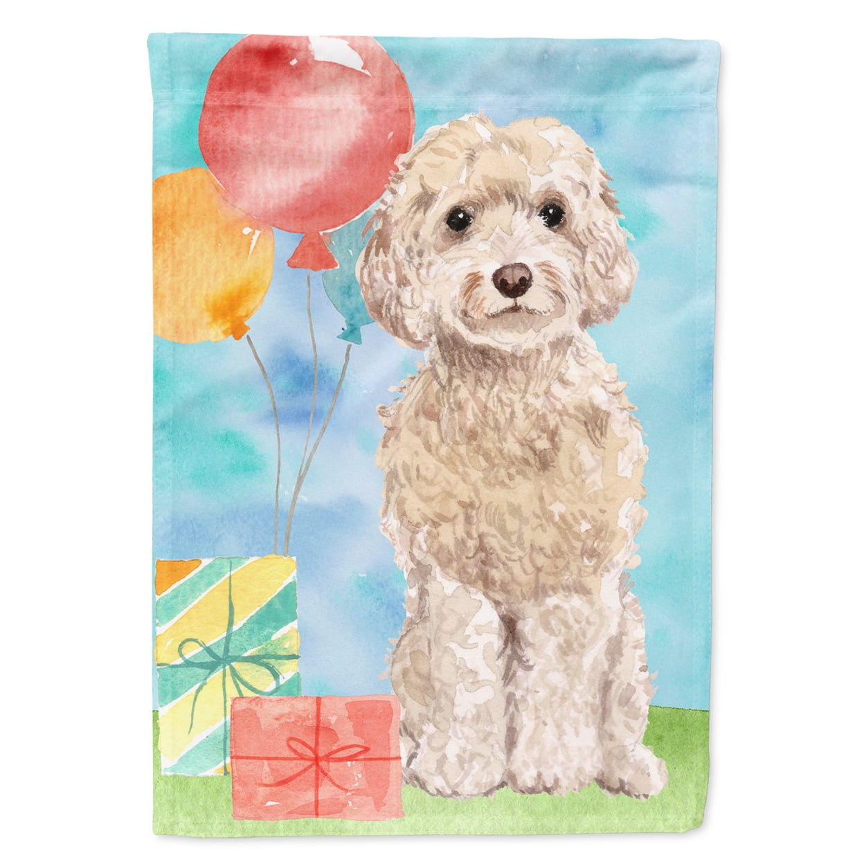 Happy Birthday Champagne Cockapoo House Flag - Walmart.com