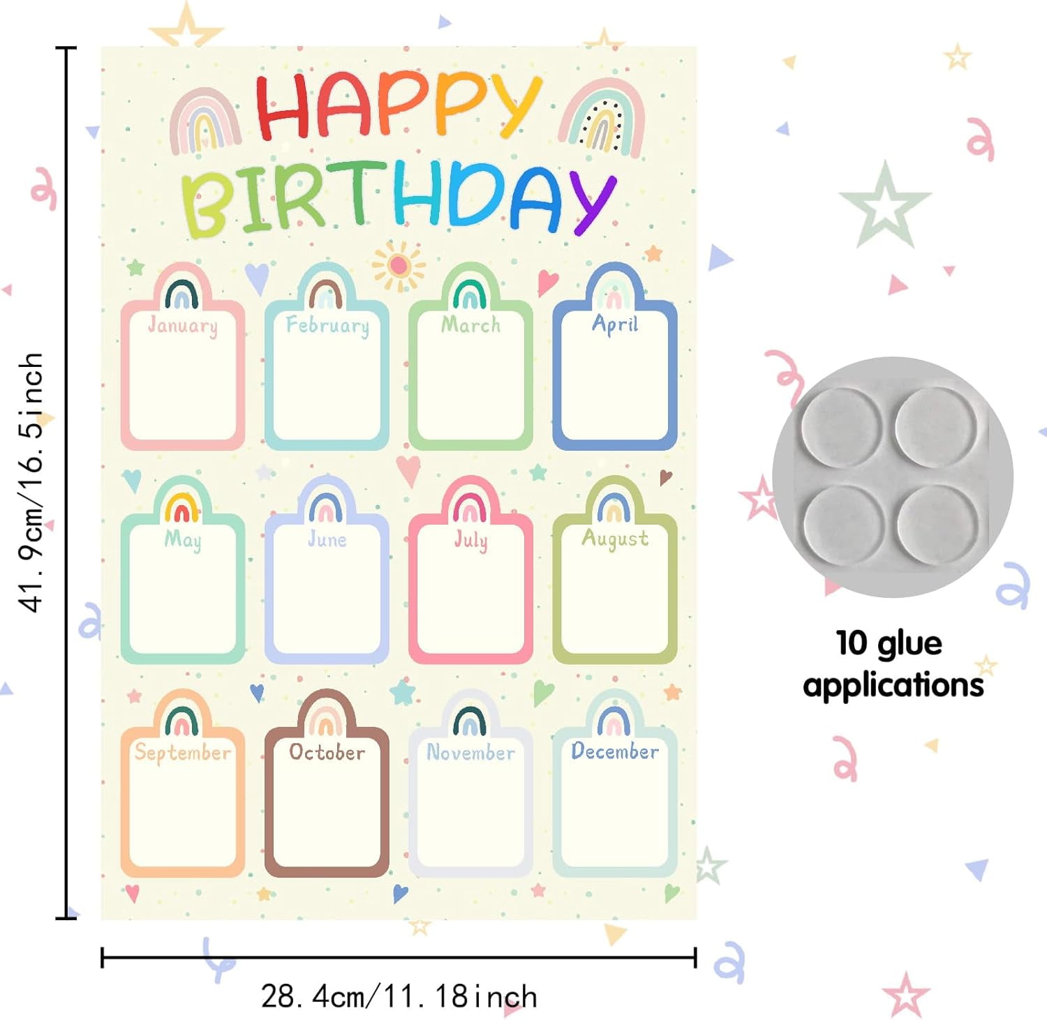 Happy Birthday Classroom Poster Boho Birthday Month Poster Colorful ...