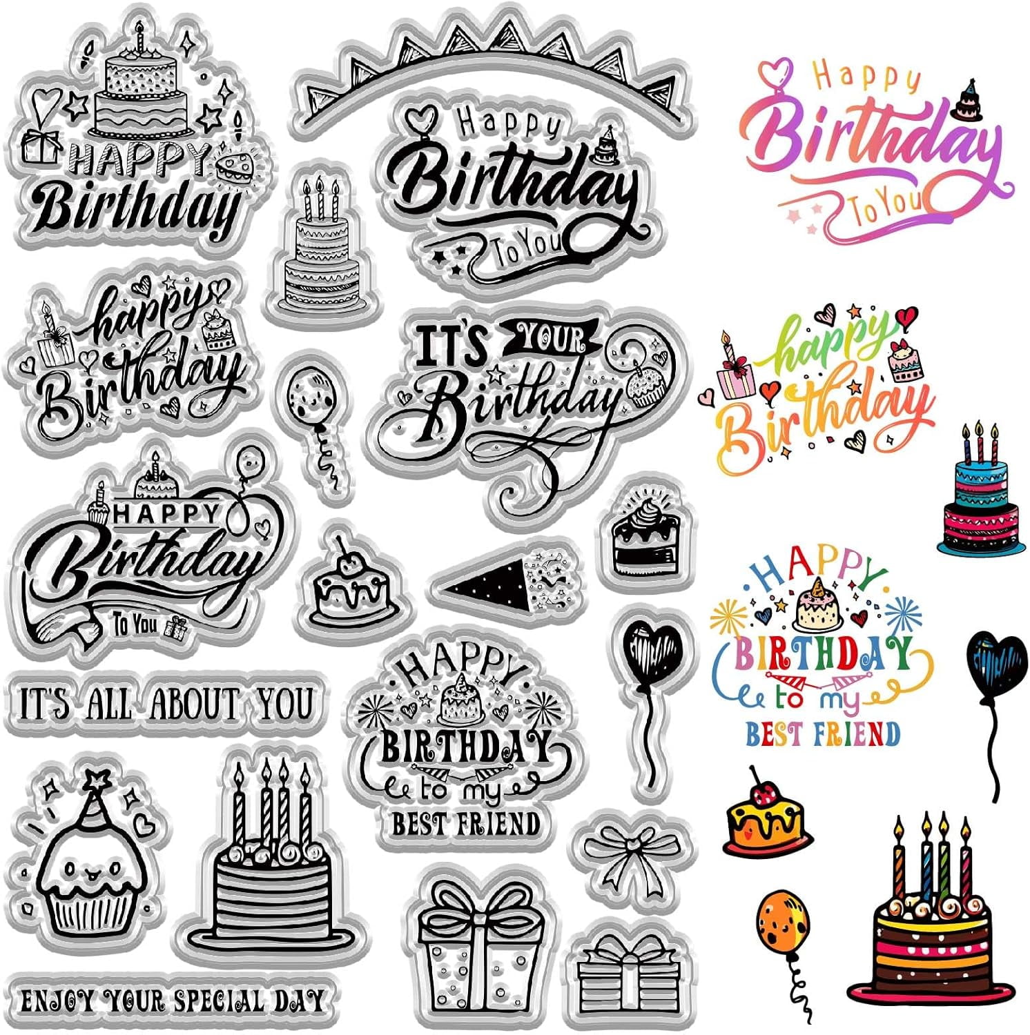 Happy Birthday Clear Stamps - Walmart.com
