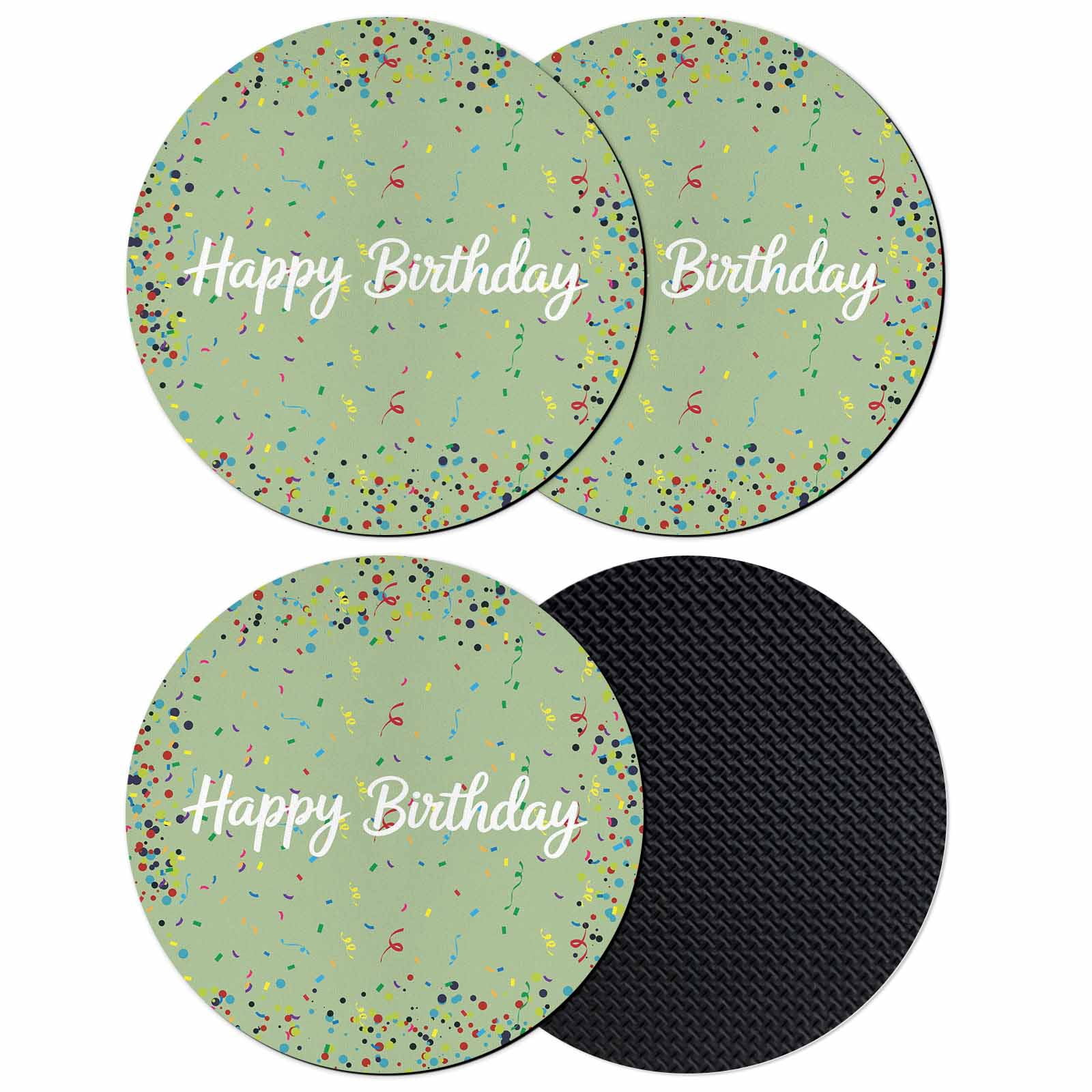 Happy Birthday Coasters Set of 4, Sage Green Modern Abstract Art ...