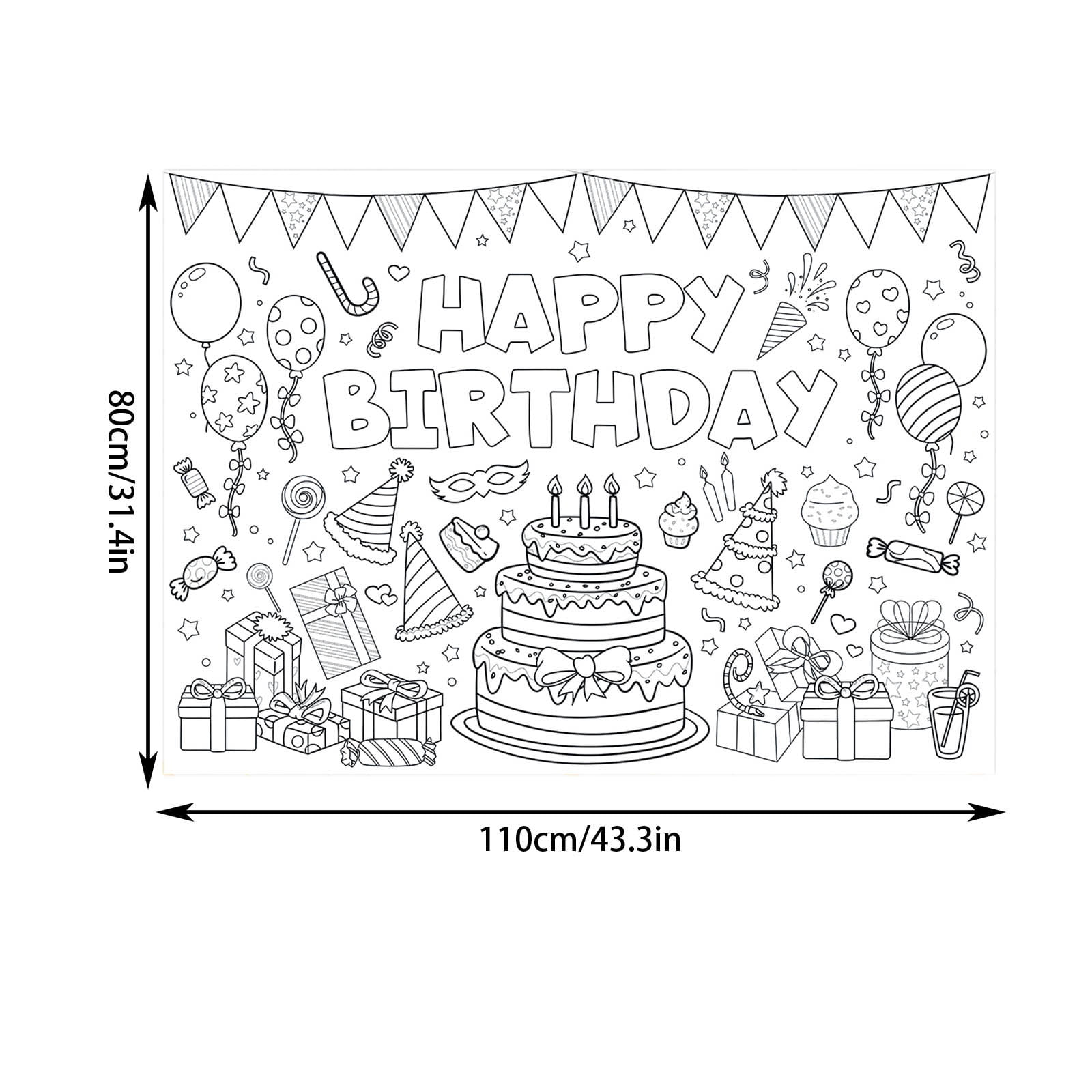 Happy Birthday Coloring Poster for Kids Giant Coloring Poster for ...