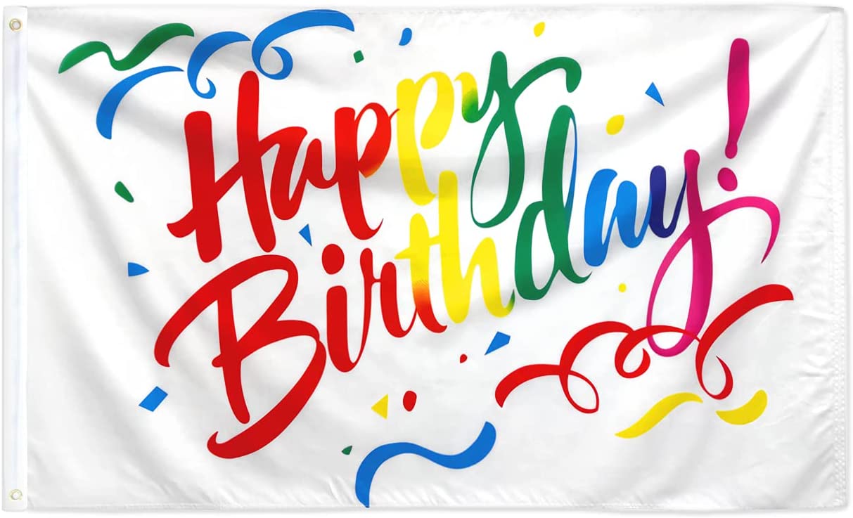 Happy Birthday Colors Flag, 3Ply Polyester Heavy Duty Double Sided ...