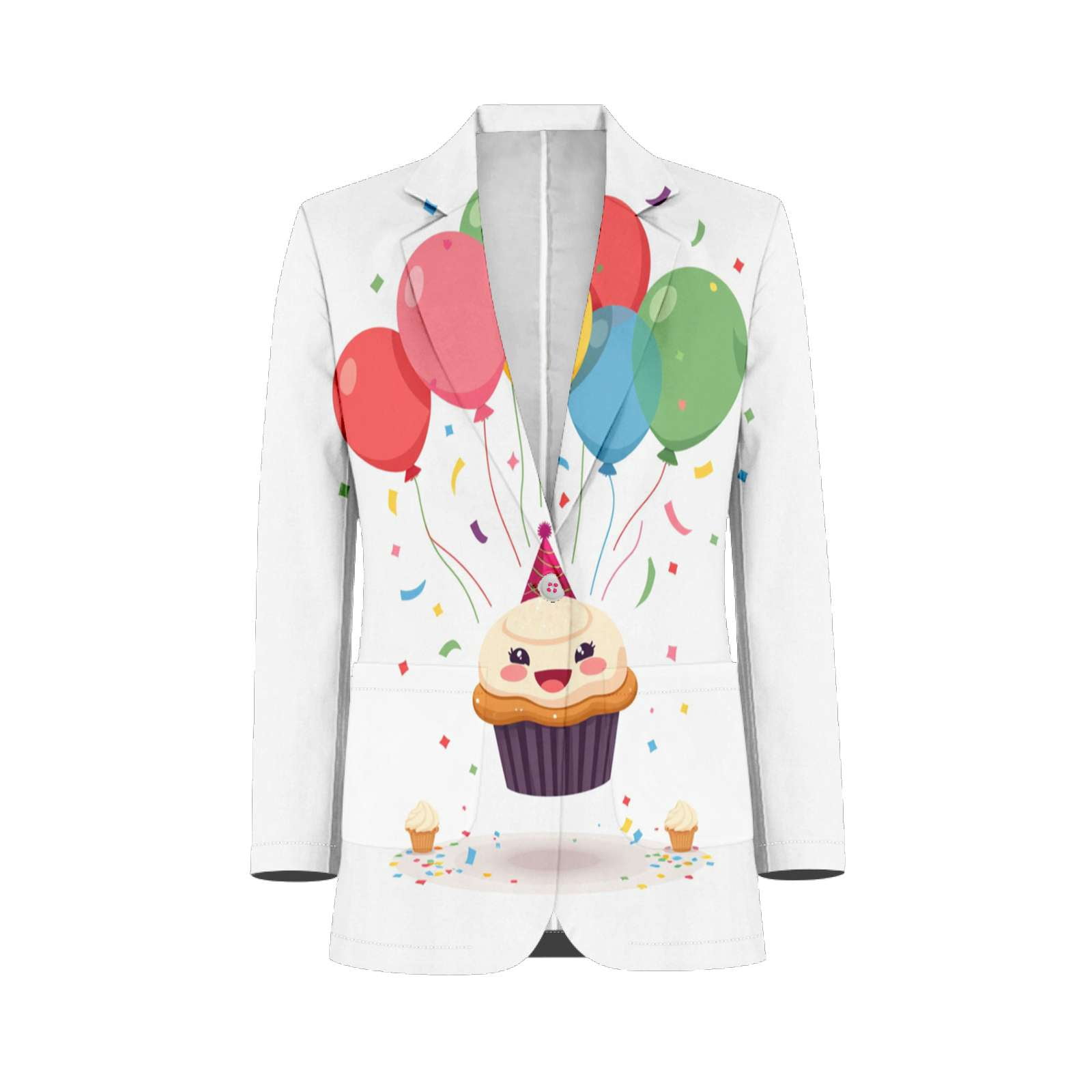 Happy Birthday Cupcake Balloons Confetti Mens Suits Shawl Collar Slim ...