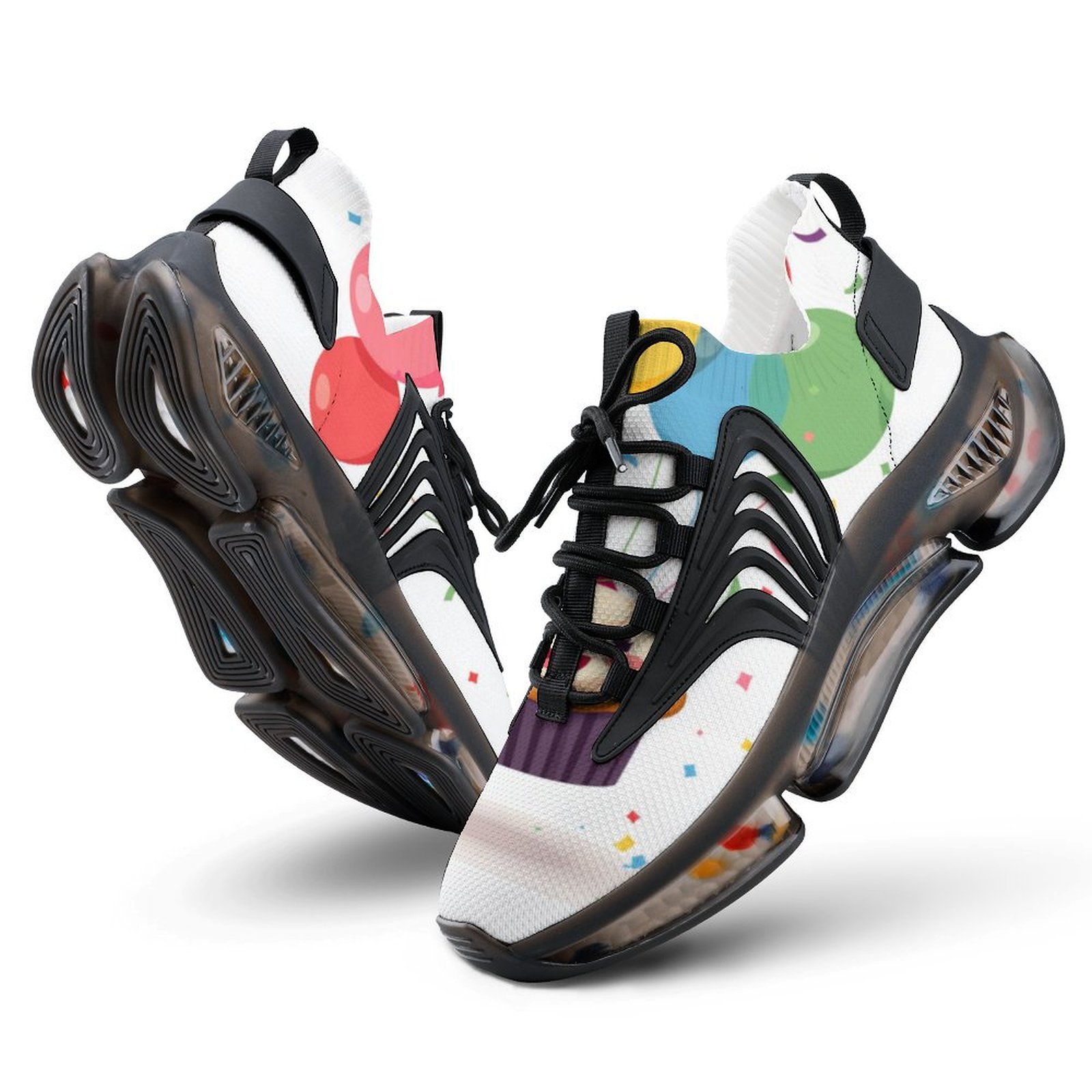 Happy Birthday Cupcake Balloons Confetti Walking Shoes for Men Woman ...