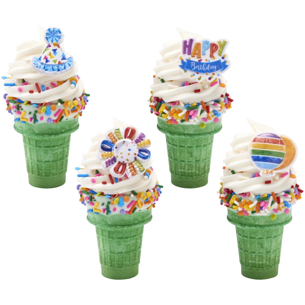 Happy Birthday Cupcake Rings – 12 Pack Party Cupcake Toppers for Kids ...