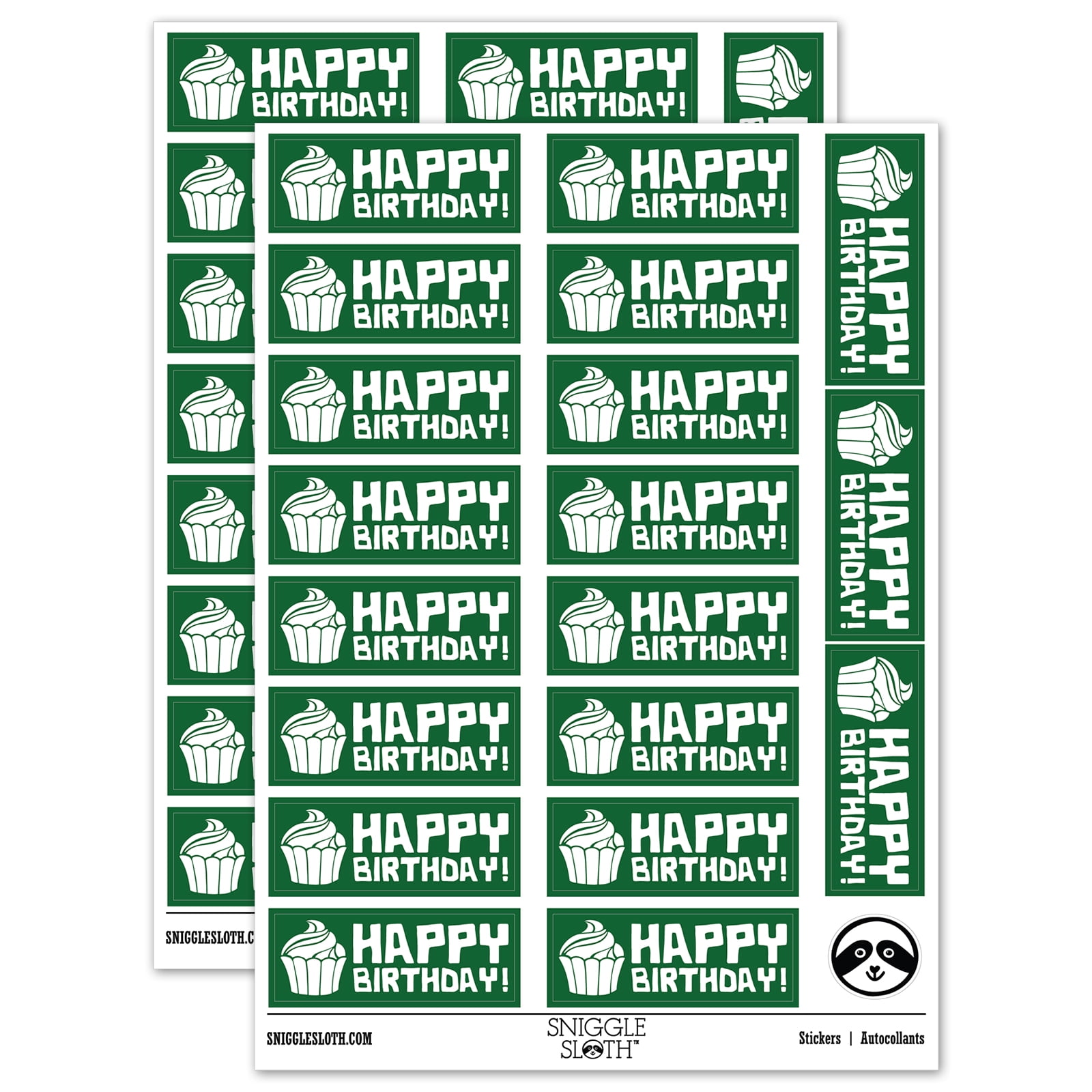 Happy Birthday Cupcake Teacher Student School Sticker Set - Dark Green ...
