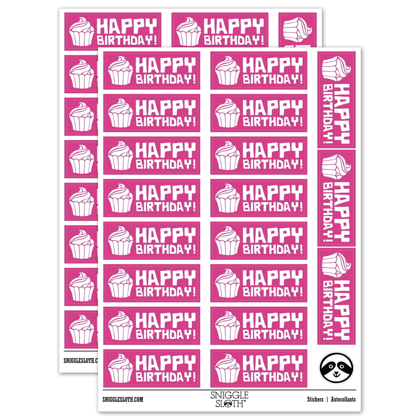 Happy Birthday Cupcake Teacher Student School Sticker Set - Hot Pink ...